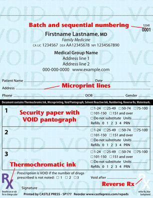 Castle Press California Security Prescription Pads : Rx Script : Welcome